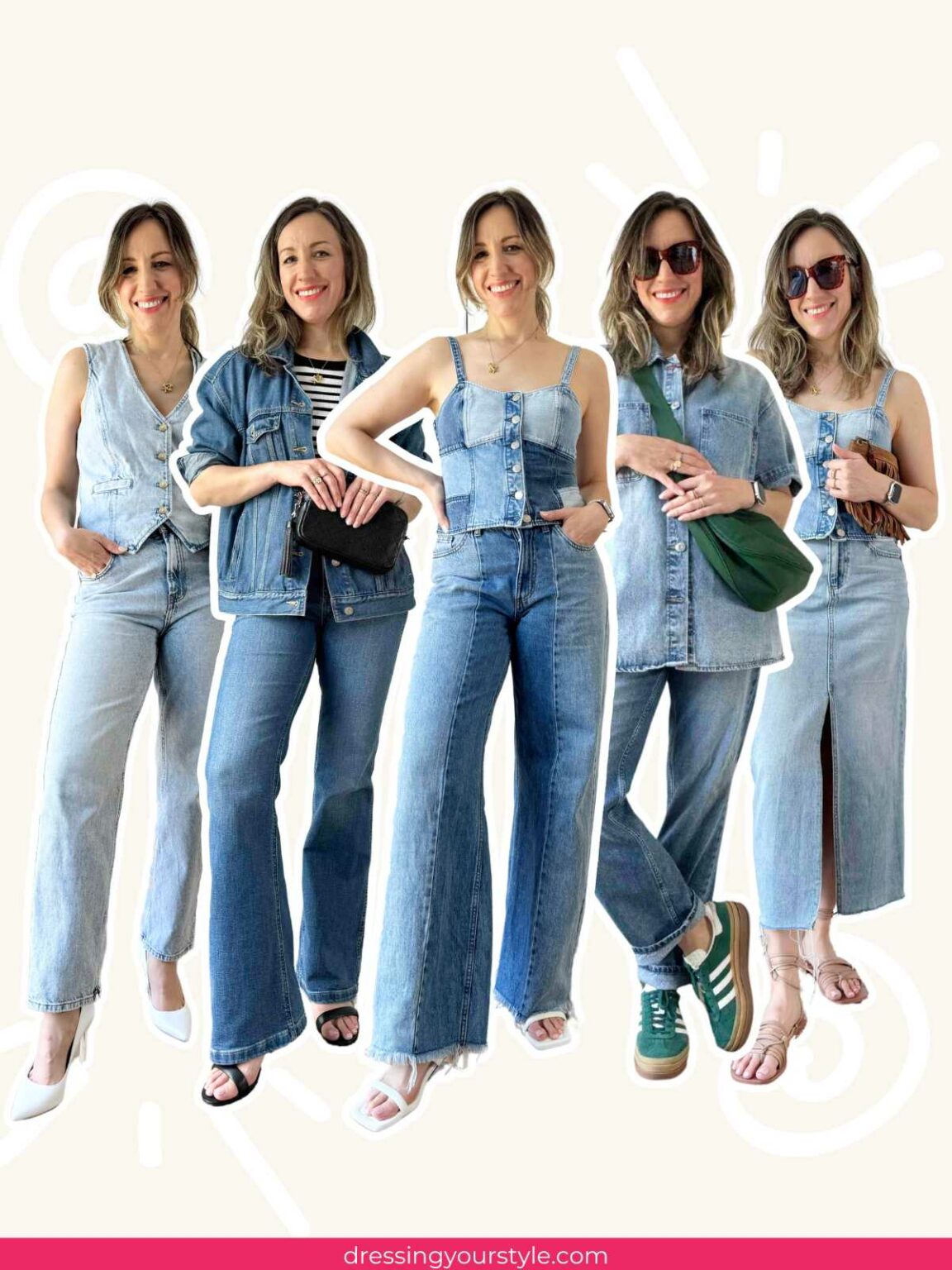 Light Denim Vest Outfits Styled 11 Ways for Spring/Summer